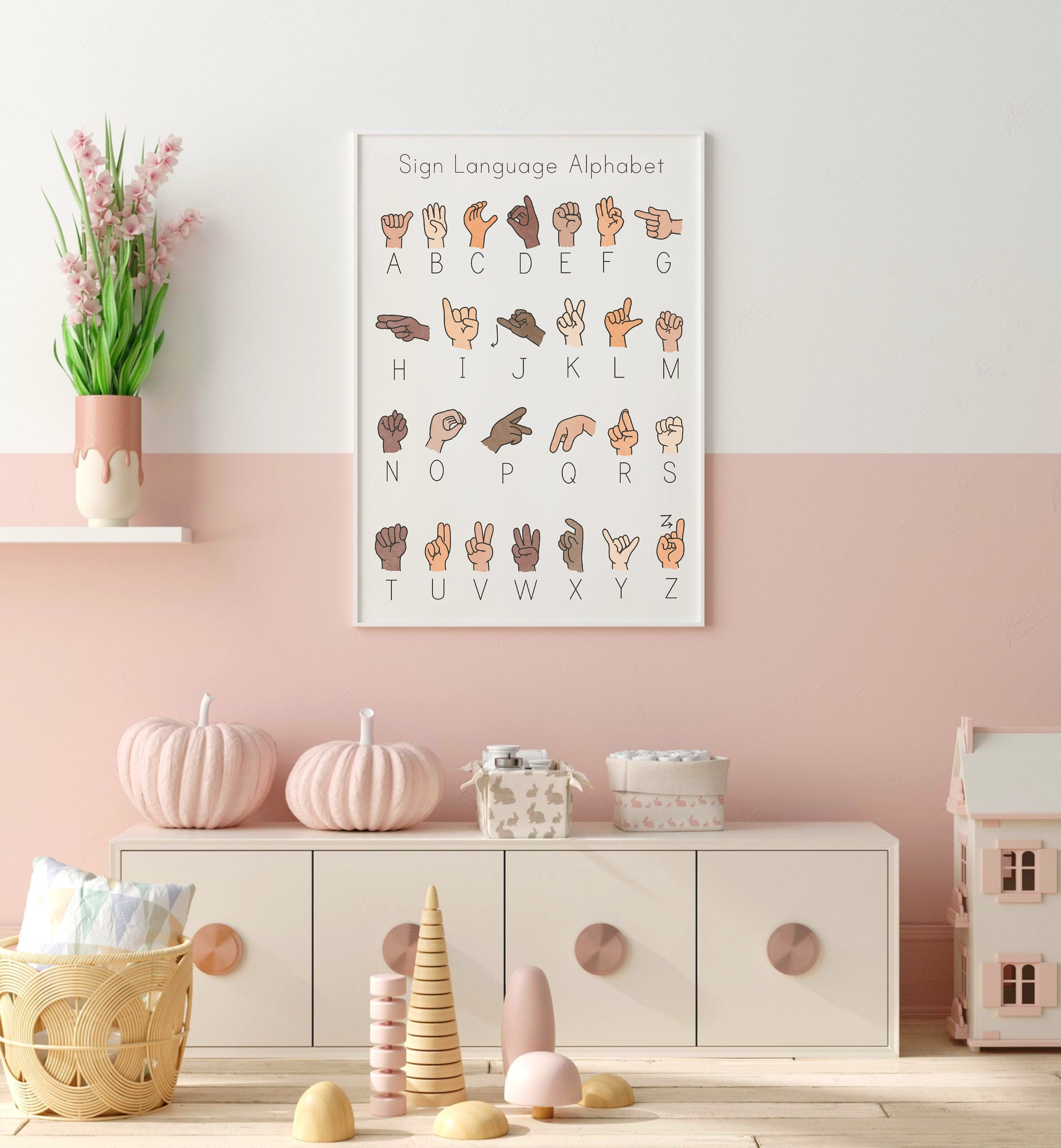 ASL Sign Language Alphabet Poster Homeschool Classroom Decor ...