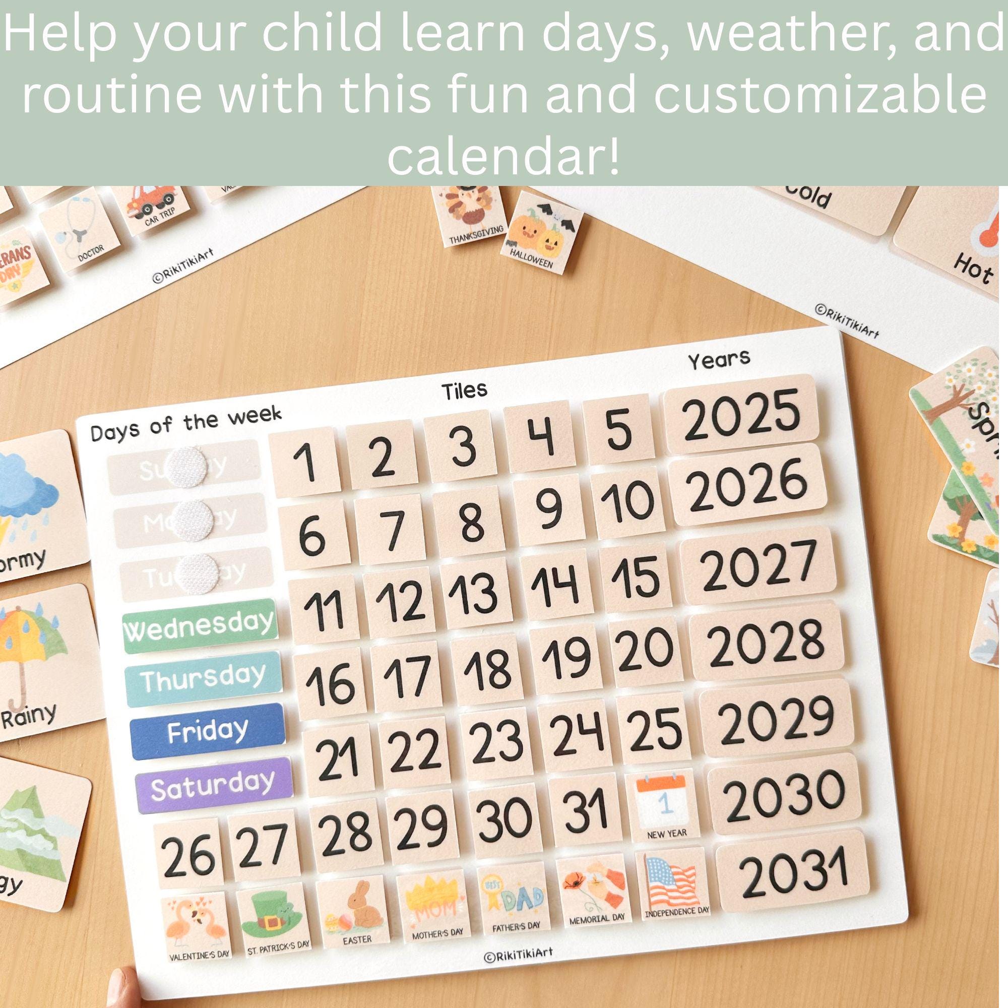 Homeschool Perpetual Wall Calendar - Editable Classroom Montessori ...
