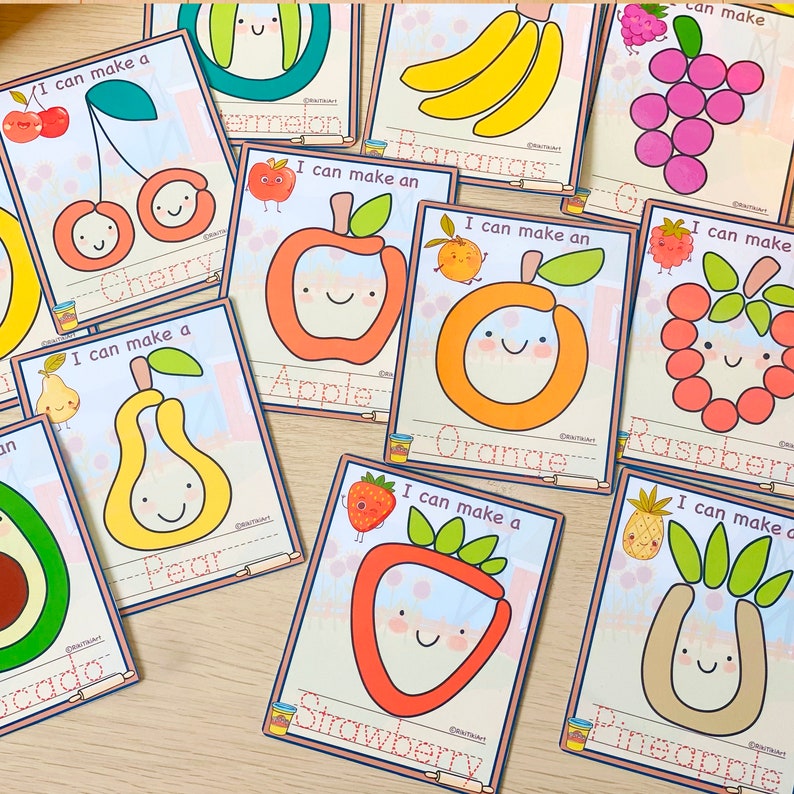 Fruits Play Doh Mats Fine Motor Skills Gift for Toddler Play Dough Mats ...