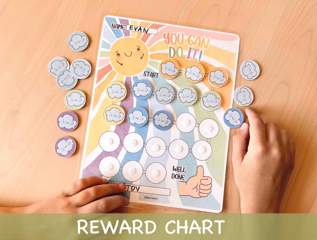 Watercolor Reward Chart for Kids, Rainbow Behavior Daily Chore Chart ...