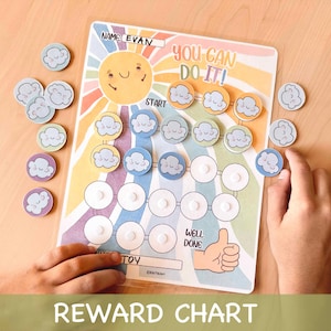 Watercolor Reward Chart for Kids, Rainbow Behavior Daily Chore Chart ...