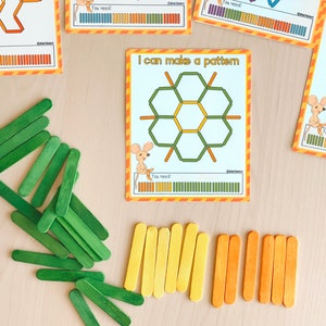 Popsicle Stick Activity Pattern Cards Fine Motor Skills Montessori ...