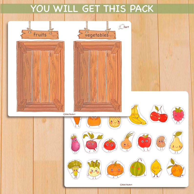 Fruits and Vegetables Sorting Activity Educational Preschool - Etsy