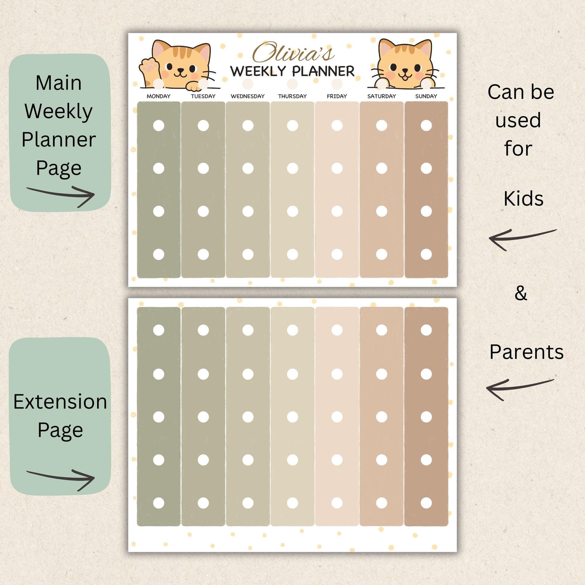 Weekly Planner for Kids Printable, Editable Routine Chart Toddler ...