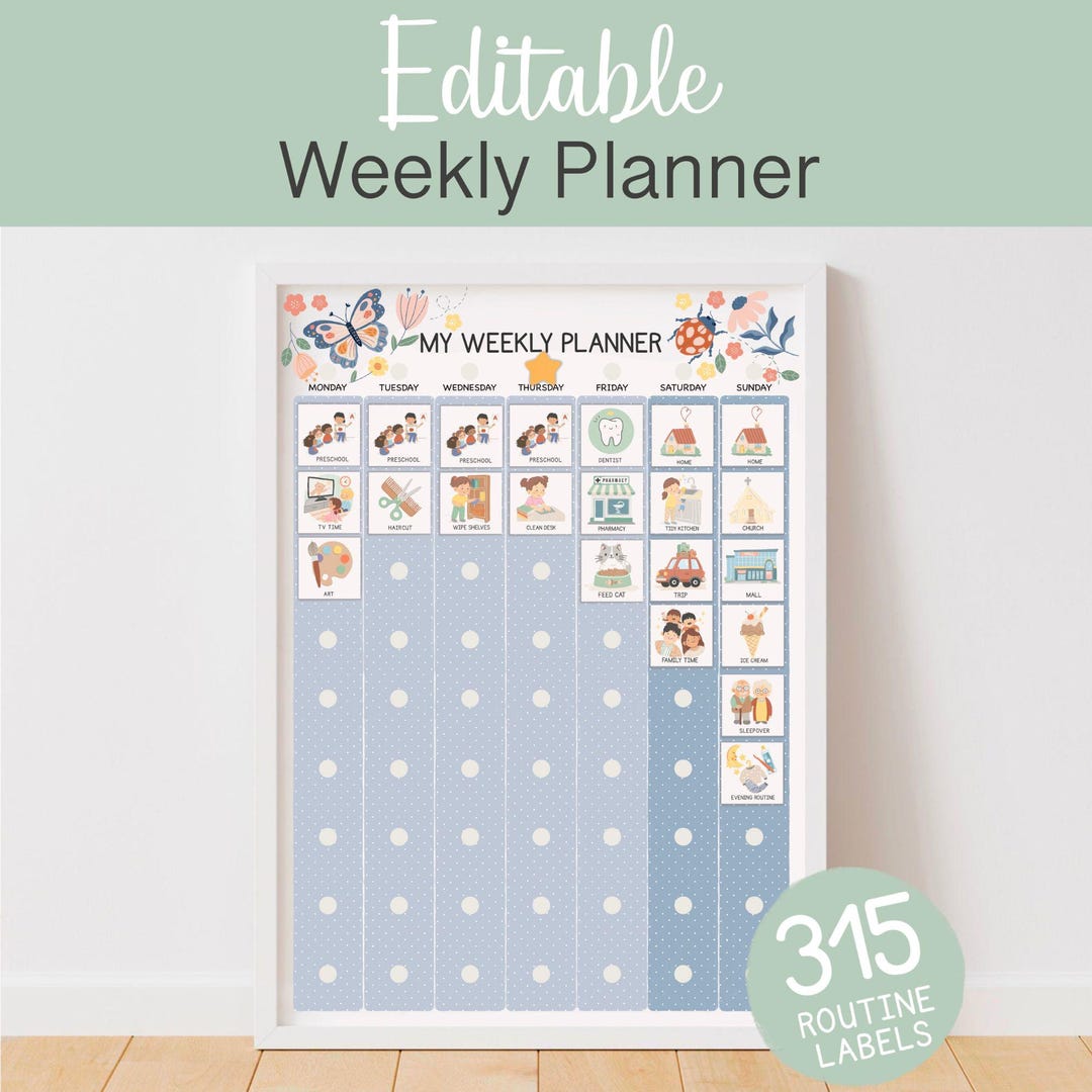 Editable Weekly Schedule for Kids, Montessori Visual Schedule Task ...