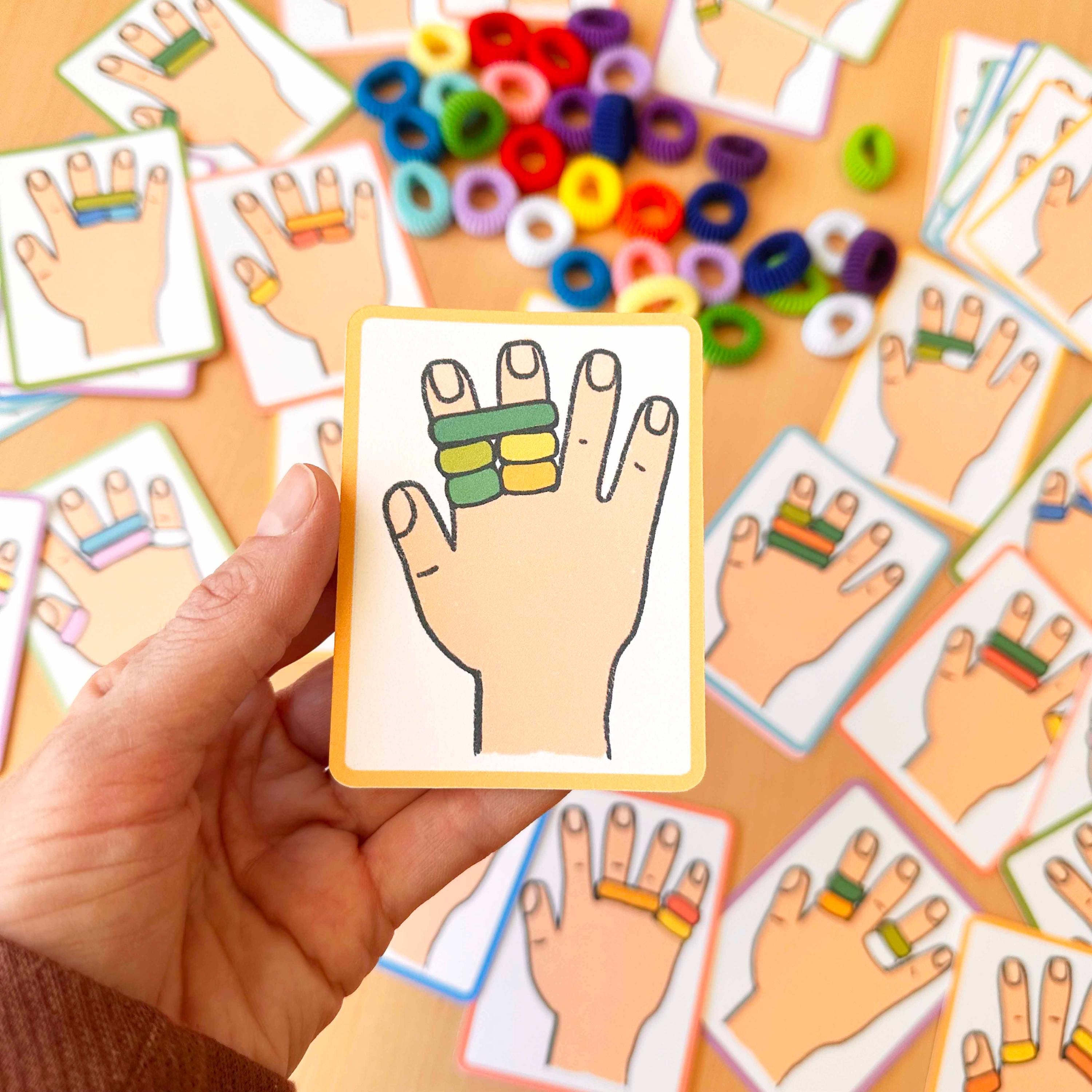 Hair Tie Finger Activity Cards: Color Matching Montessori Printable ...