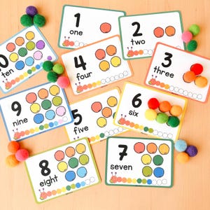 Pom Pom Counting Activity Numbers Match Practice 1 to 10 Montessori ...
