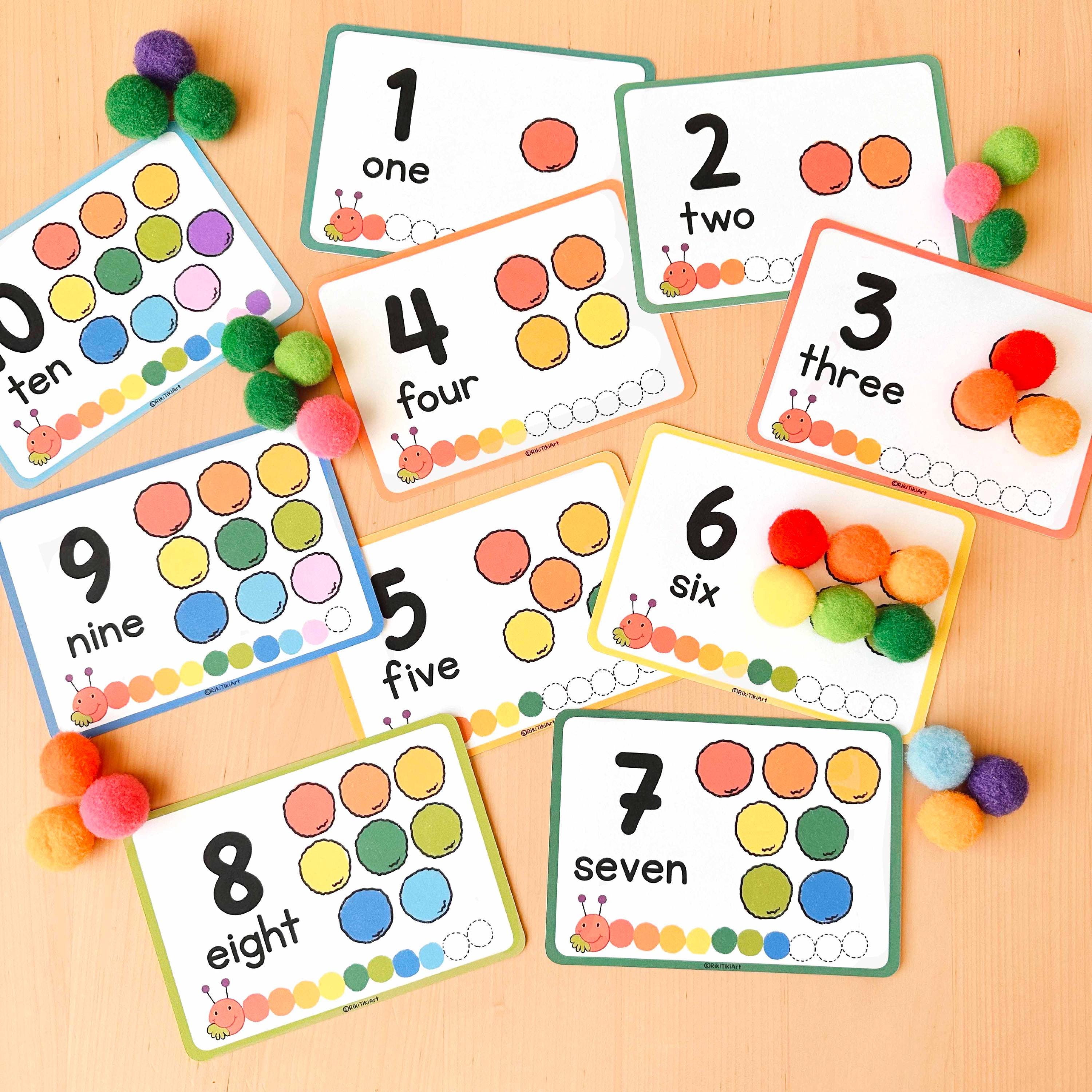Pom Pom Counting Activity Numbers Match Practice 1 to 10 Montessori ...