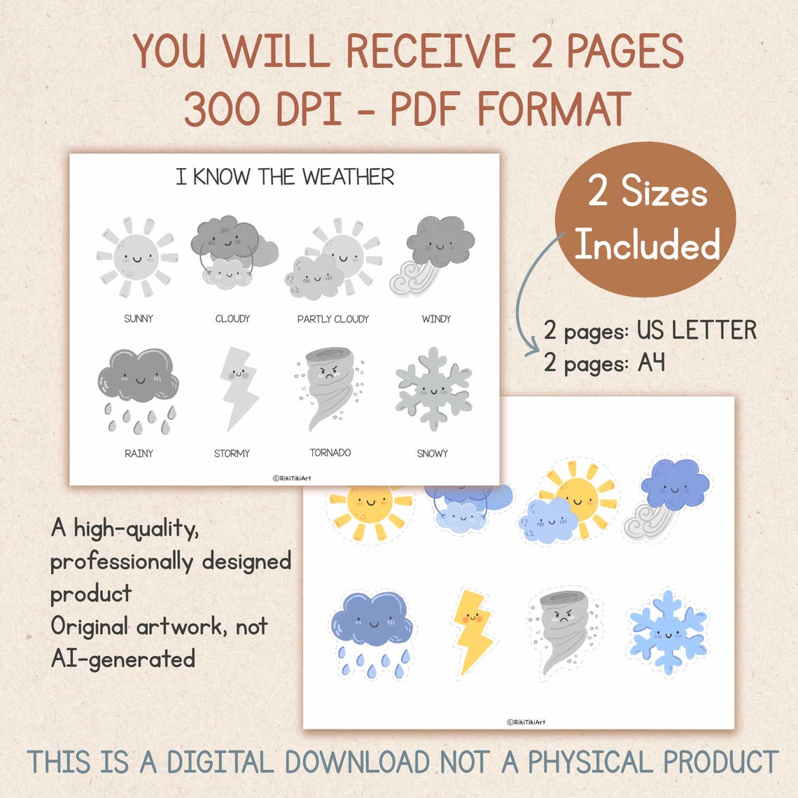Weather Matching Activity Preschool Montessori Weather Printable ...