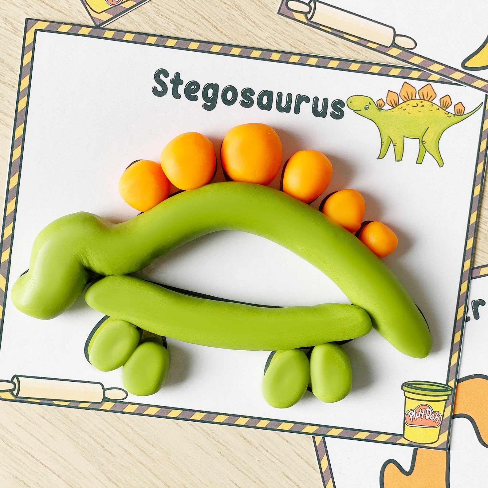 Dinosaur Play Doh Mats Visual Cards Printable Play Dough Party ...