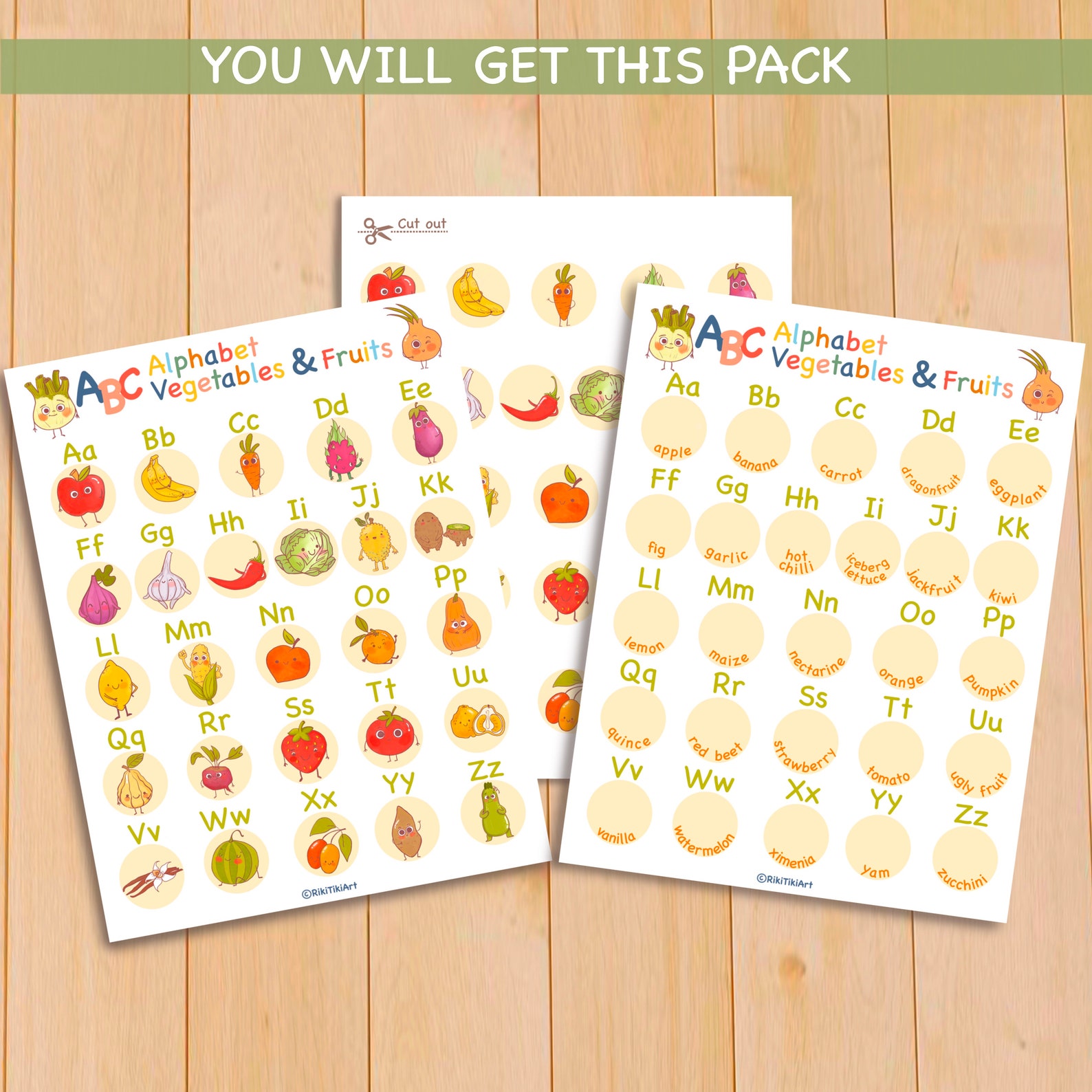Fruits and Vegetables Alphabet Worksheets Beginning Sounds - Etsy Canada