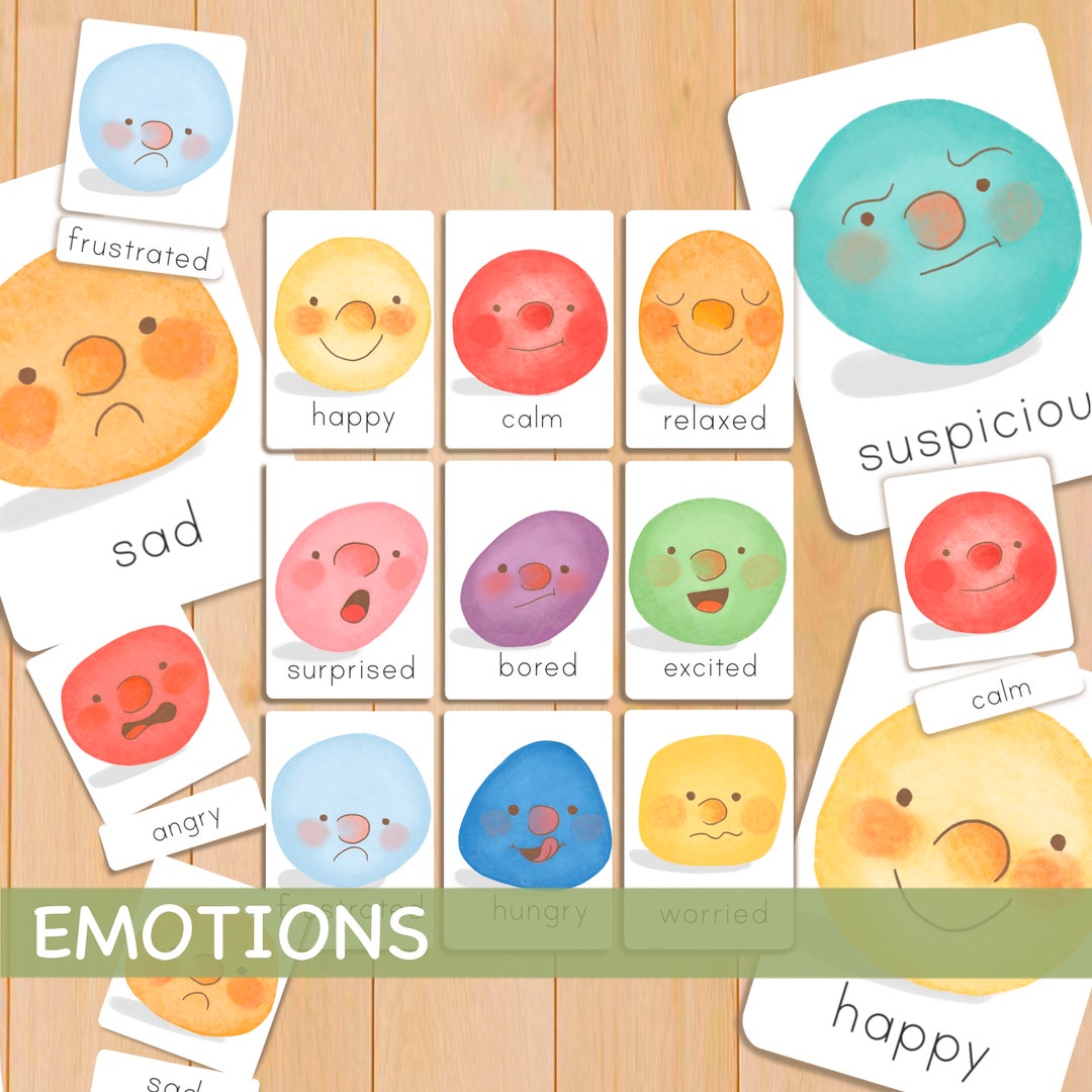 Emotions Flash Cards for Toddlers Feelings Children Flashcards ...