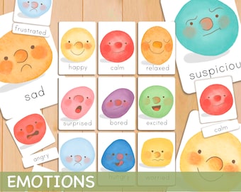 Emotions Flash Cards Feelings Montessori Printable Activity - Etsy