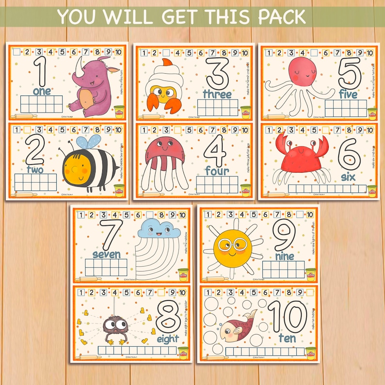 Counting and Numbers Play Dough Mats Printable Preschool - Etsy