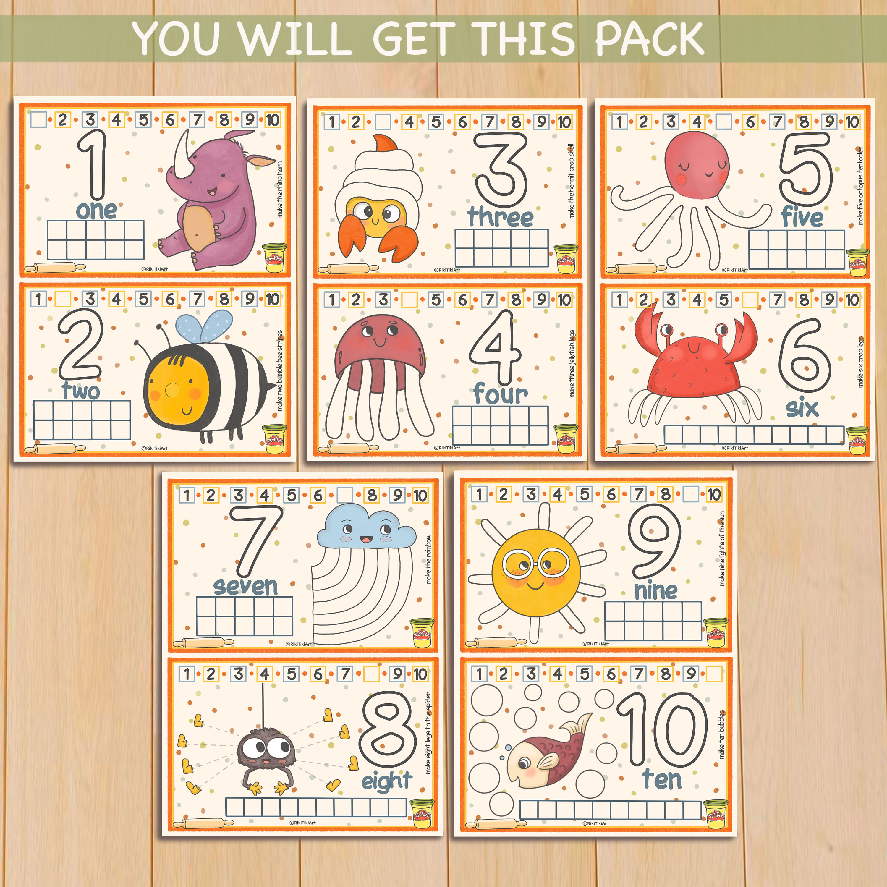 Counting and Numbers Play Dough Mats Printable Preschool | Etsy Australia