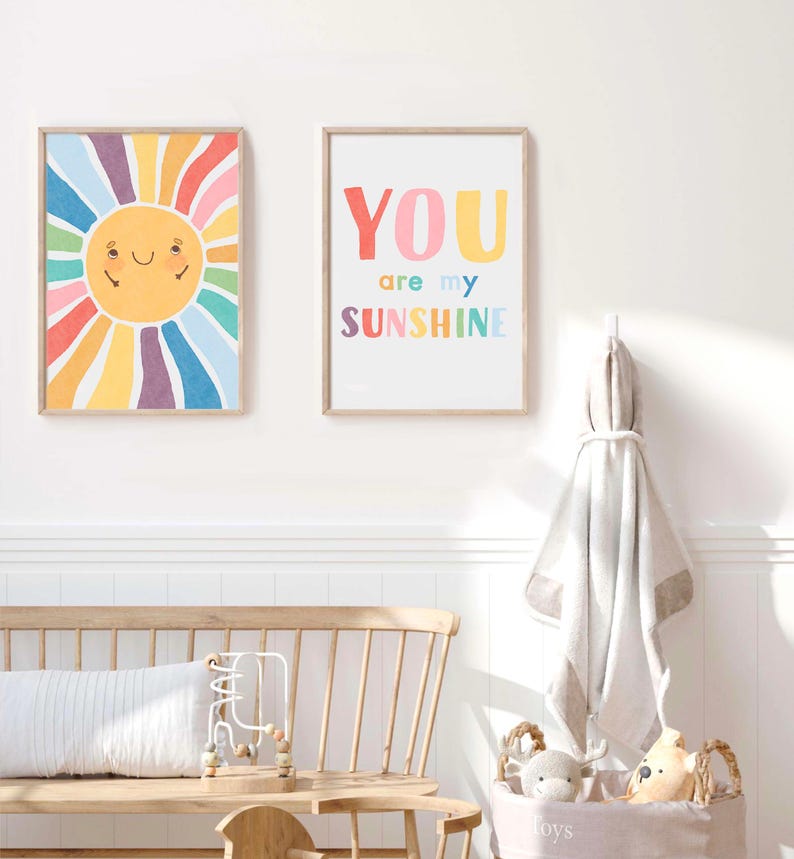 Set of 2 Playroom Posters Sun Poster & You Are My Sunshine Poster ...