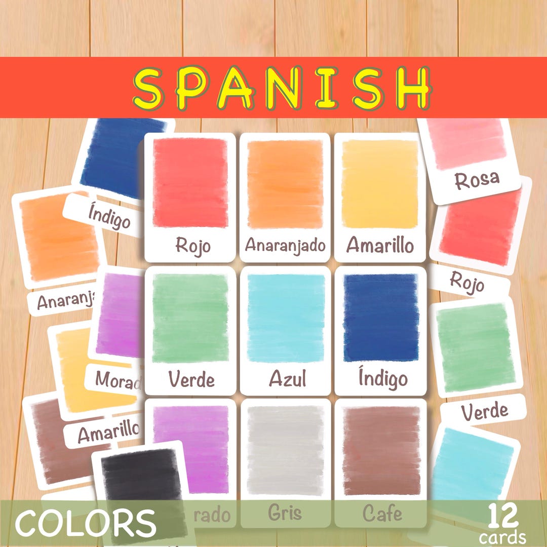 Spanish Color Flash Cards Printable Montessori Cards for Toddlers ...