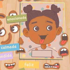 Spanish Emotions Activity for Kids Girl Version Toddler Emotions Chart ...