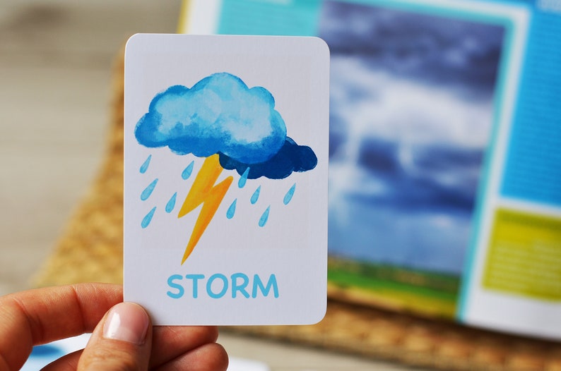 Weather Flashcards Homeschool Montessori Materials Toddler - Etsy
