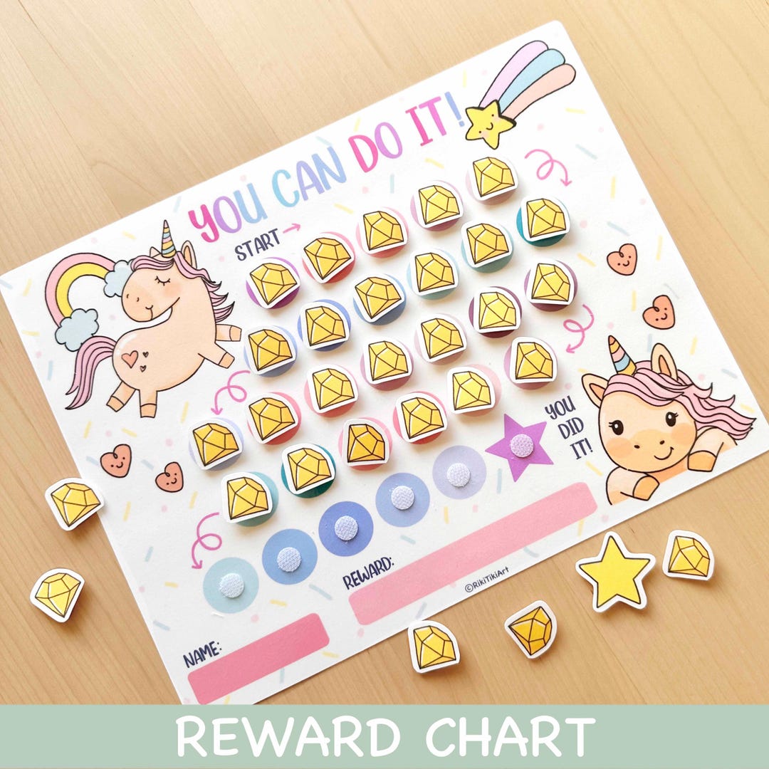 Unicorn Reward Chart Printable Behavior Chart for Kids Girls Sticker ...