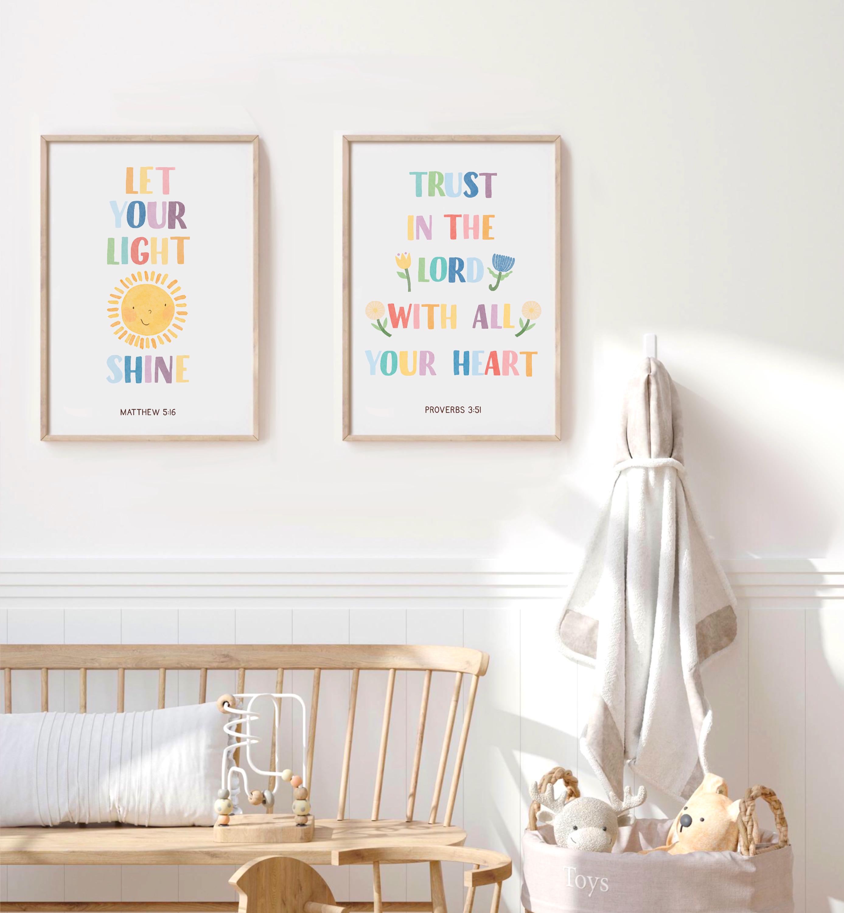 Bible Verse Wall Art Set of 8 Bible Posters Kids Bible Study Sunday ...