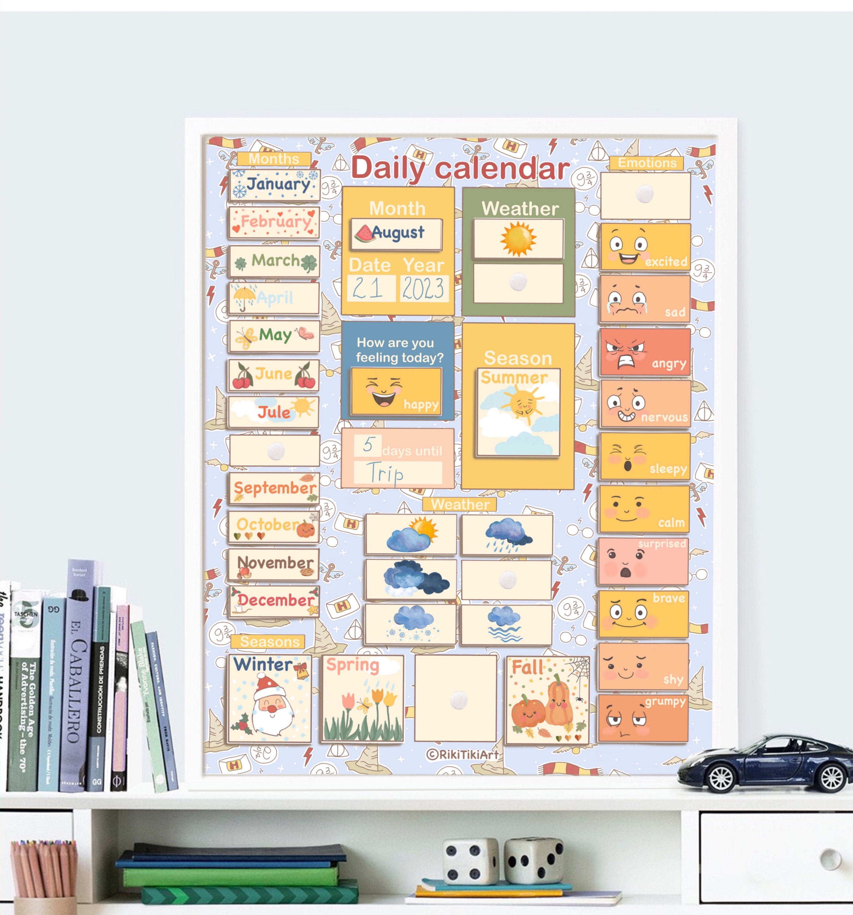 Printable Perpetual Calendar, Kids Calendar, Homeschool Decor, Busy ...
