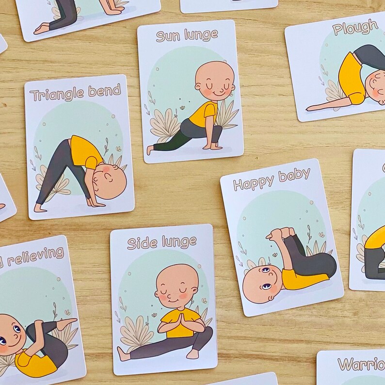 Kids Yoga Poses Flash Cards Yoga Routine Montessori Cards Toddlers Yoga ...