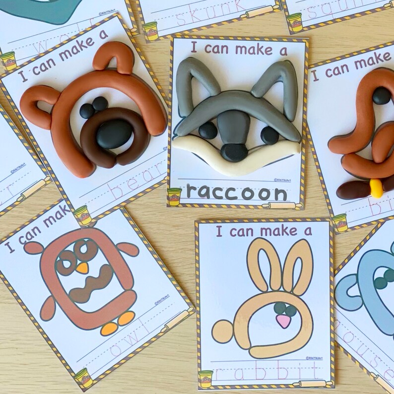 Forest Animals Play Doh Mats Visual Cards Printable Play | Etsy Canada