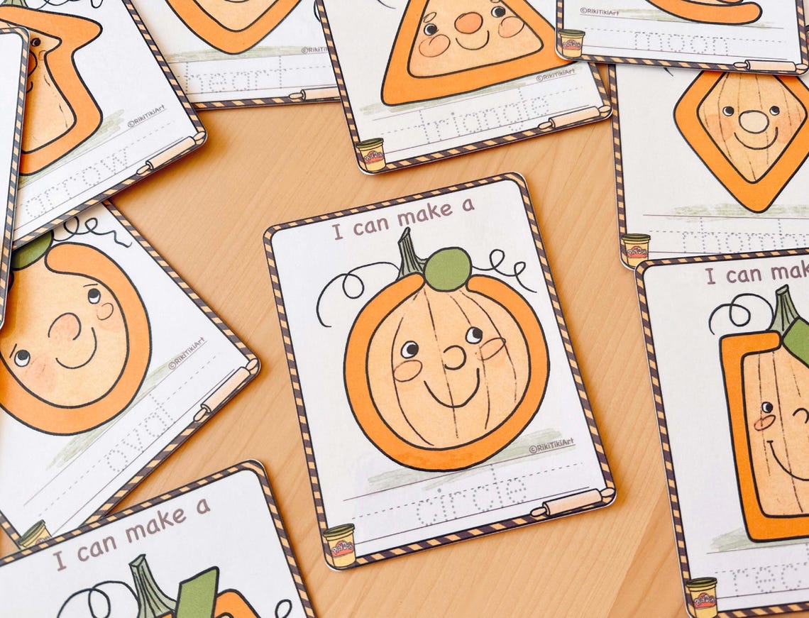 Pumpkin Shapes Play Dough Mats Toddler Halloween Activities Fall ...