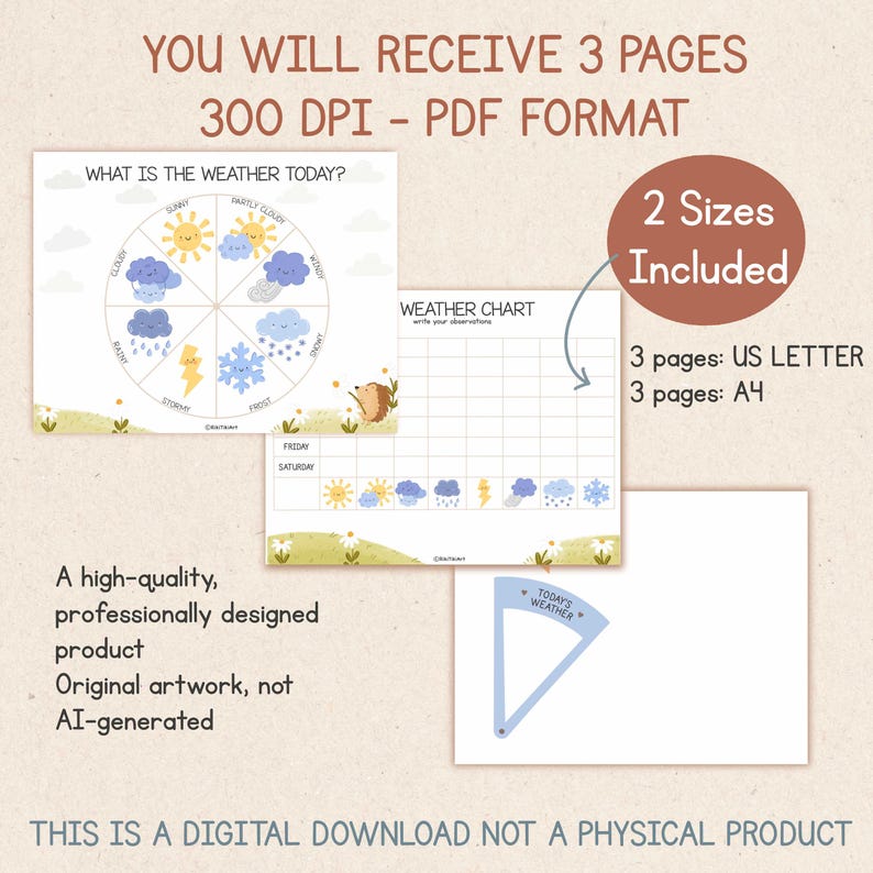 Printable Weather Wheel Activity, Preschool Weather Chart, Busy Book ...