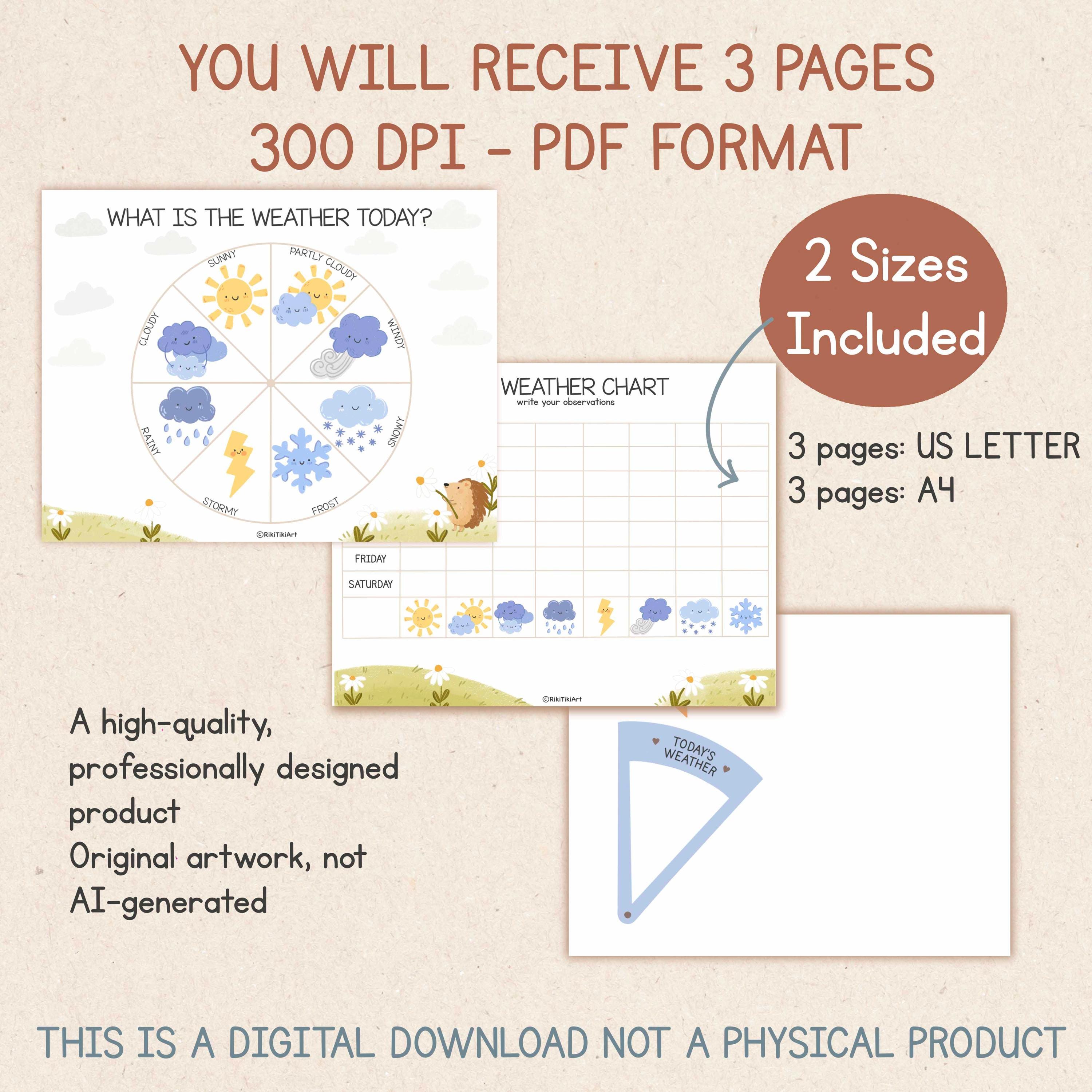 Printable Weather Wheel Activity, Preschool Weather Chart, Busy Book ...
