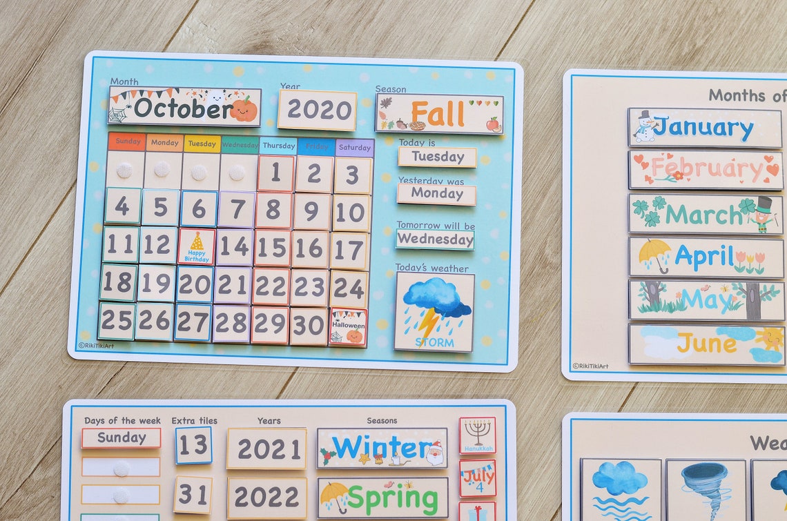 Montessori Calendar Kids Calendar Board Preschool Curriculum | Etsy