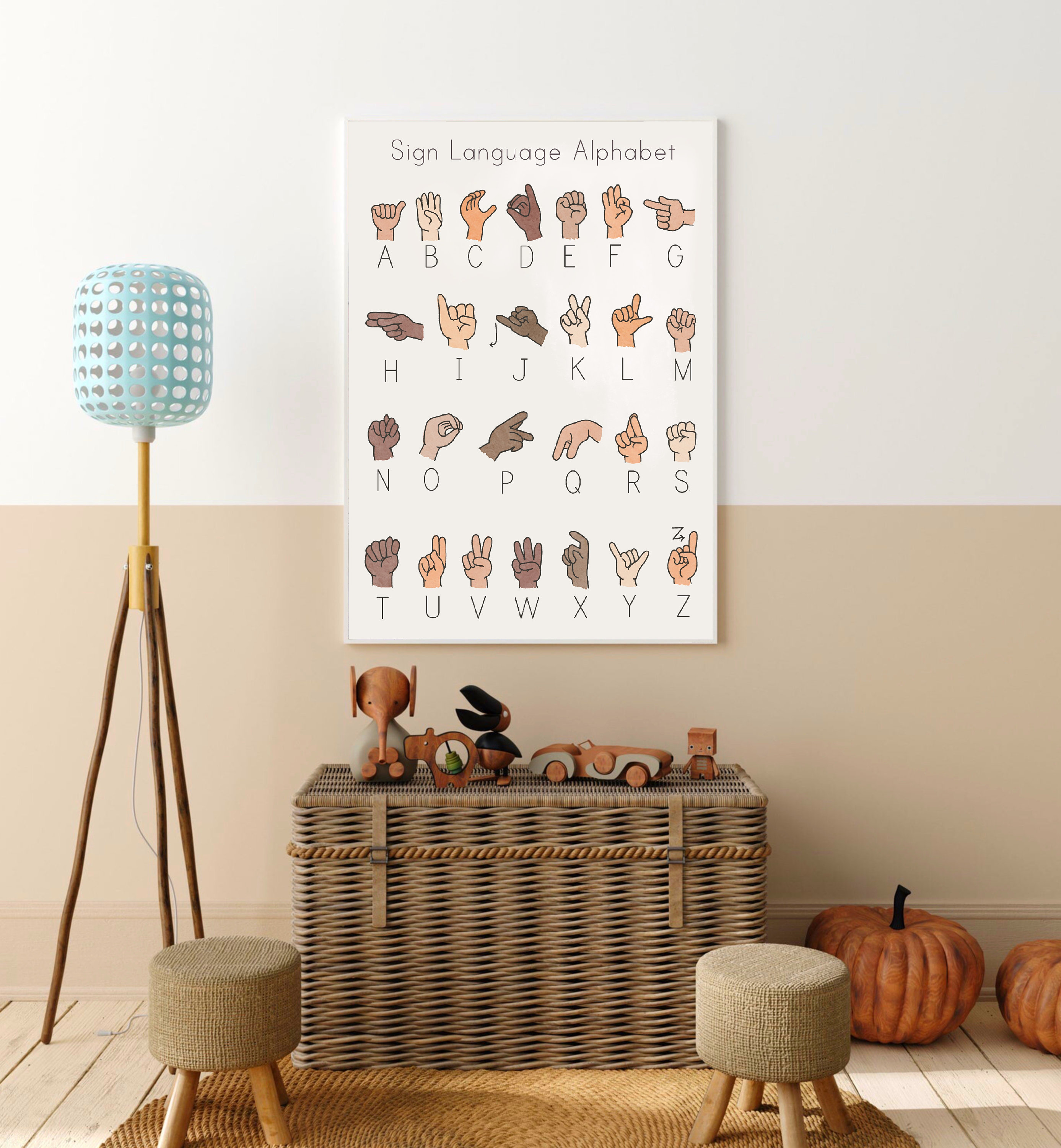 ASL Sign Language Alphabet Poster Homeschool Classroom Decor ...
