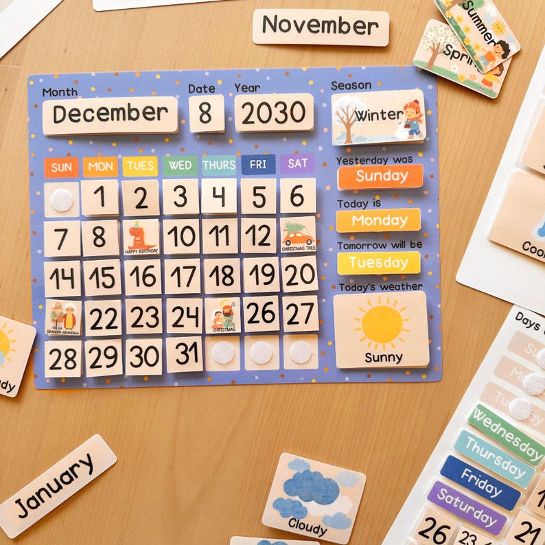 Printable Wall Calendar - Editable Kids Wall Decor, Toddler Perpetuals ...