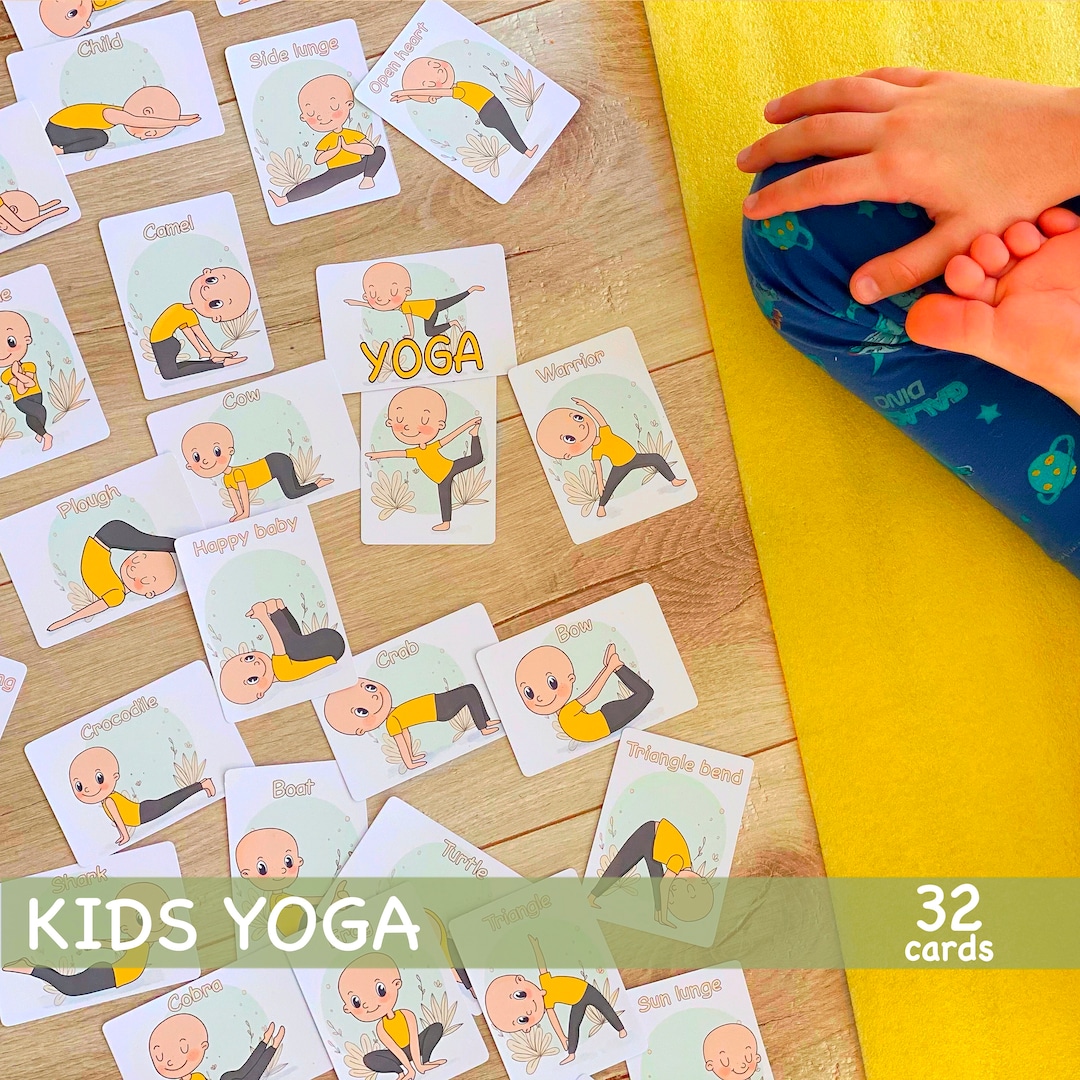 Kids Yoga Poses Flash Cards Yoga Routine Montessori Cards Toddlers Yoga ...