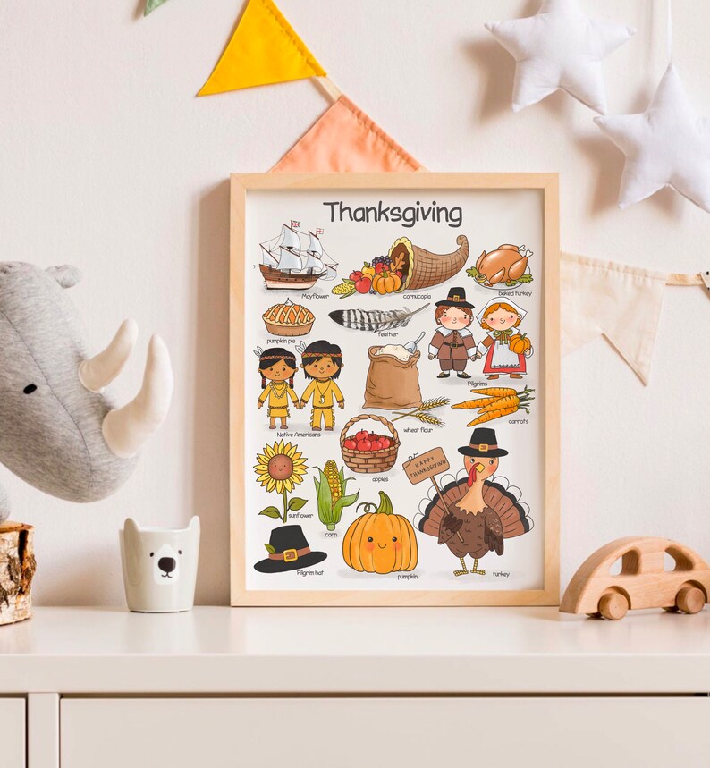 Thanksgiving Poster Playroom Printable Wall Art Fall Nursery - Etsy