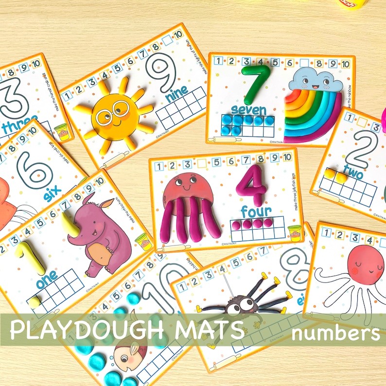 Counting and Numbers Play Dough Mats Printable Preschool Activities ...