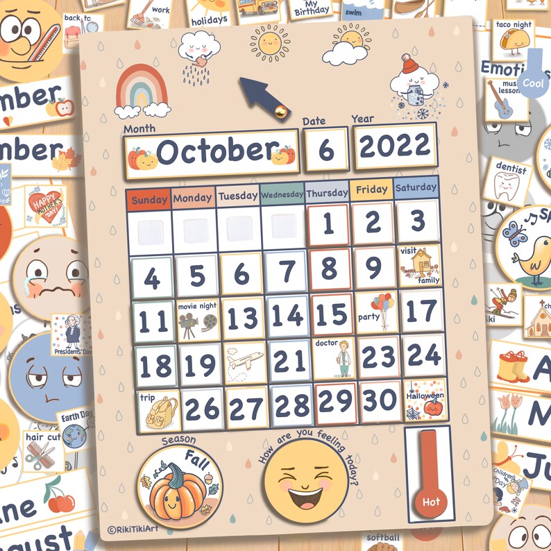 Perpetual Kids Calendar Printable Montessori Homeschool - Etsy