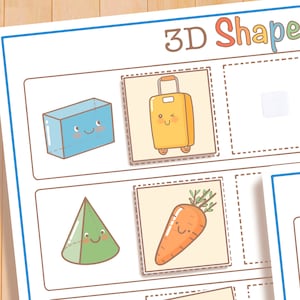 3D Shapes Learning Activity, Toddler Busy Book Printable Preschool ...