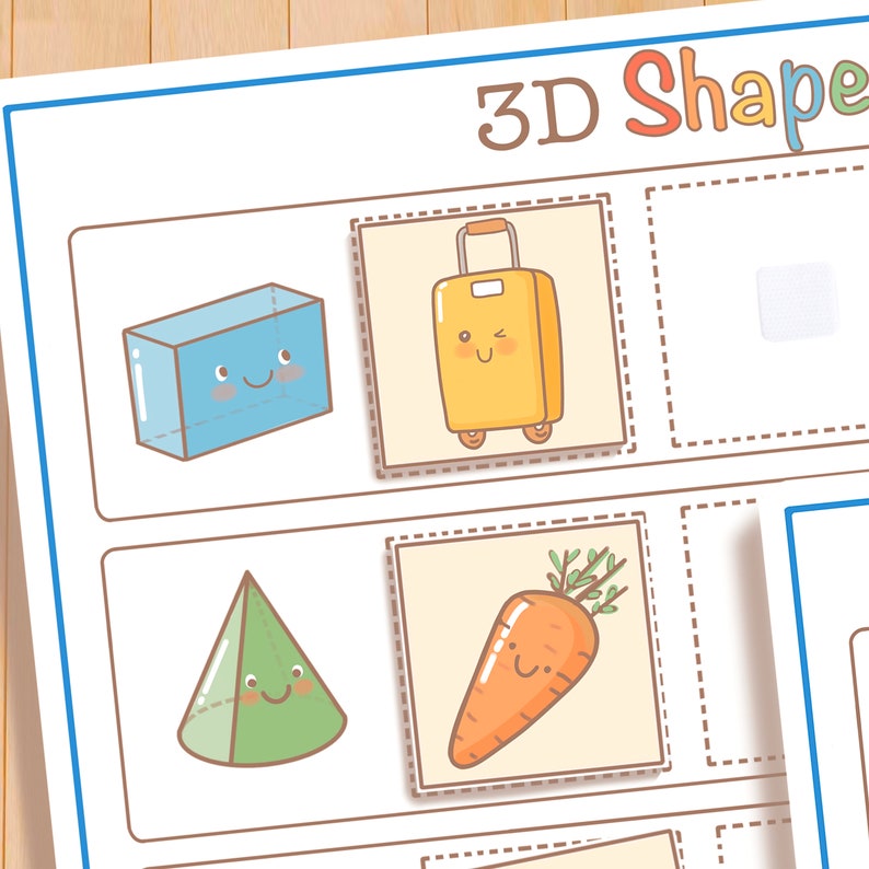 3D Shapes Learning Activity, Toddler Busy Book Printable Preschool ...