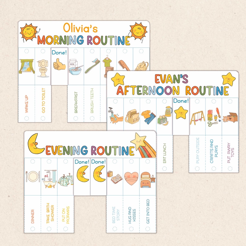 Kids Daily Routine Flip Chart, Morning Afternoon Evening Routine Cart ...