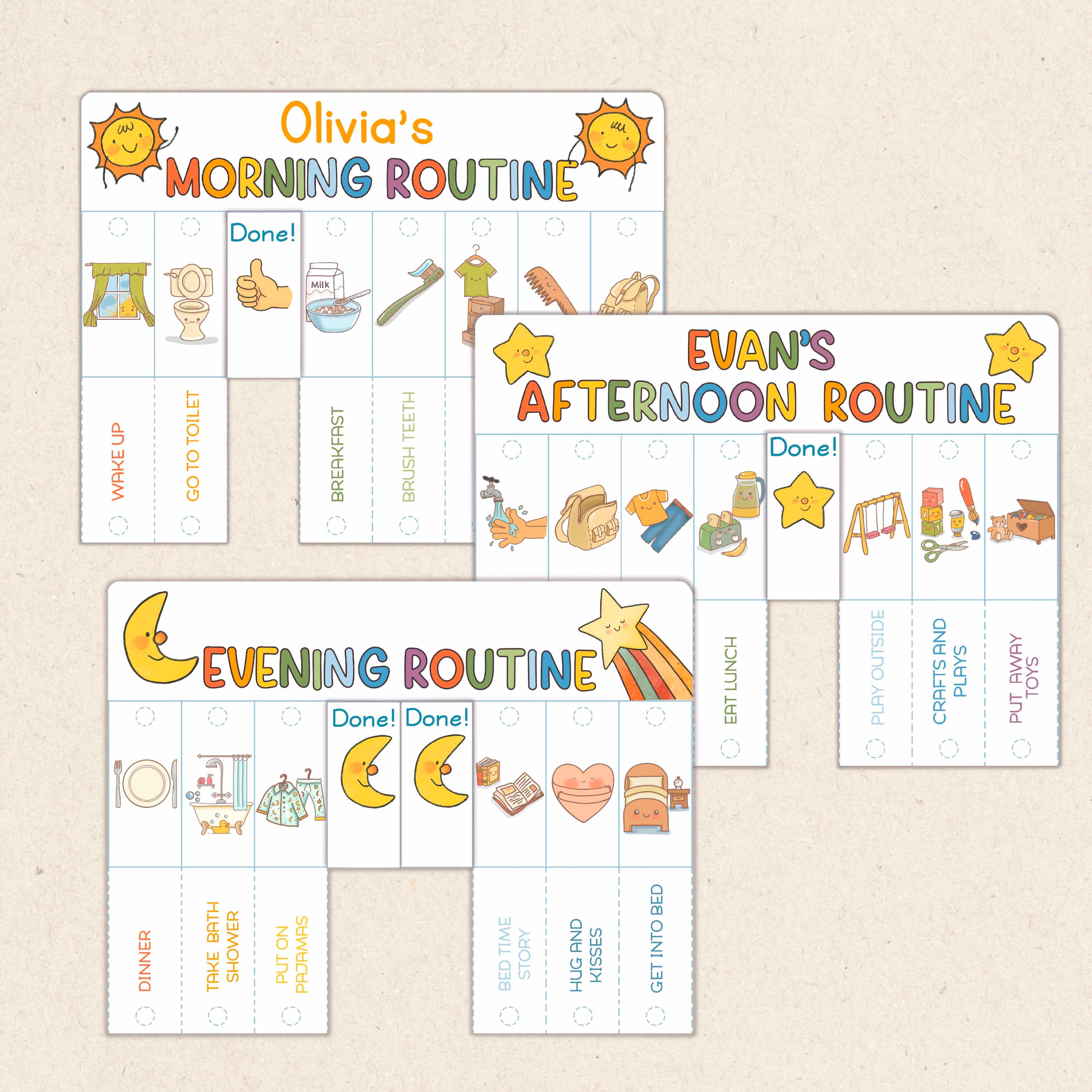 Kids Daily Routine Flip Chart, Morning Afternoon Evening Routine Cart ...
