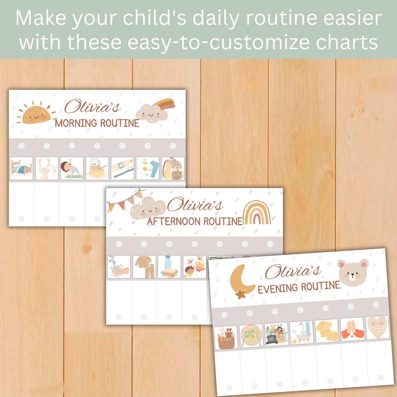 Routine Flip Chart Editable Chore Chart Morning Routine Bedtime Routine ...