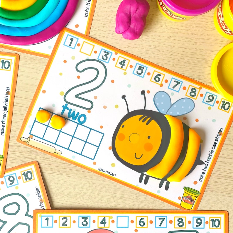 Counting and Numbers Play Dough Mats Printable Preschool - Etsy