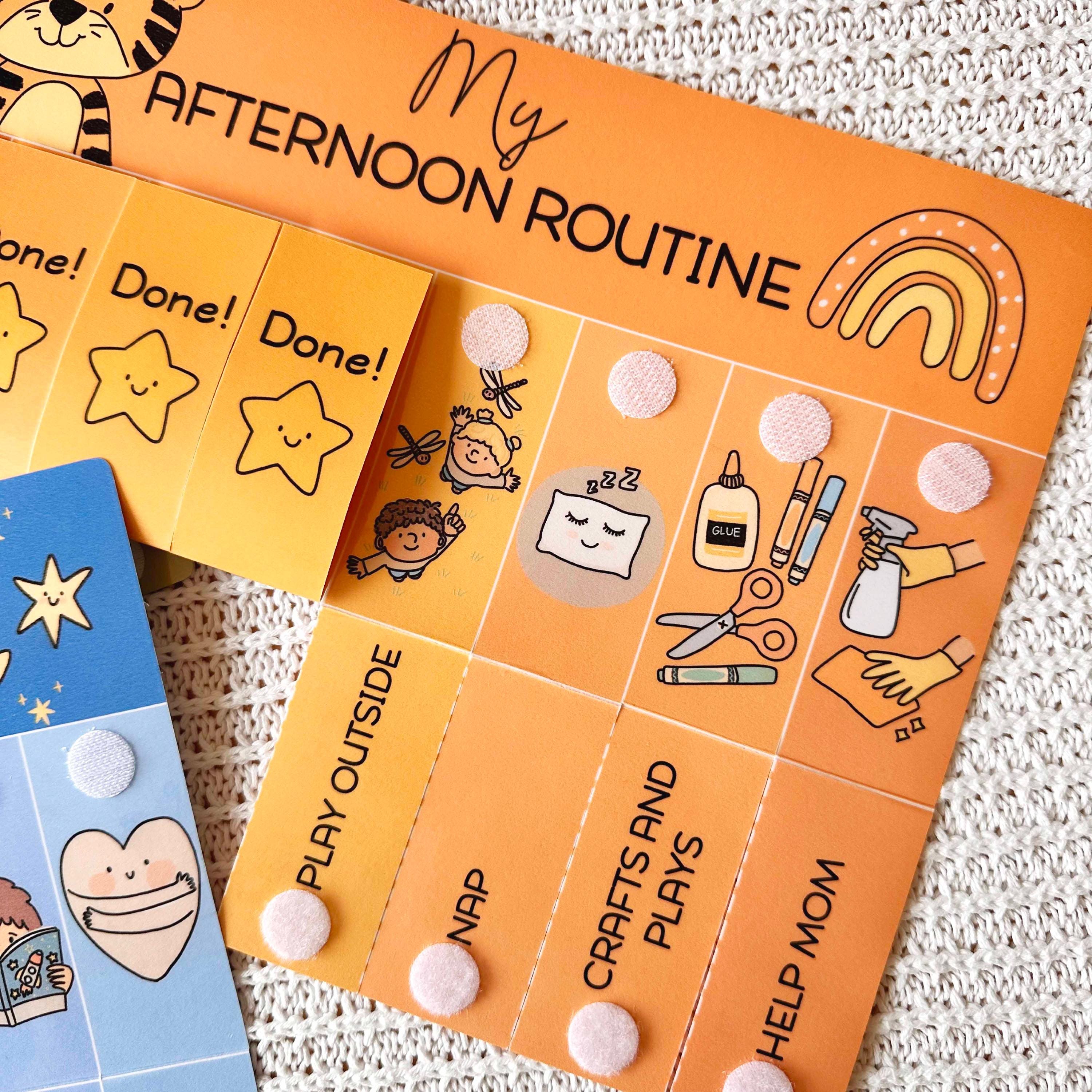 Routine Chart Toddler Flip Chore Chart Daily Morning Afternoon Evening ...