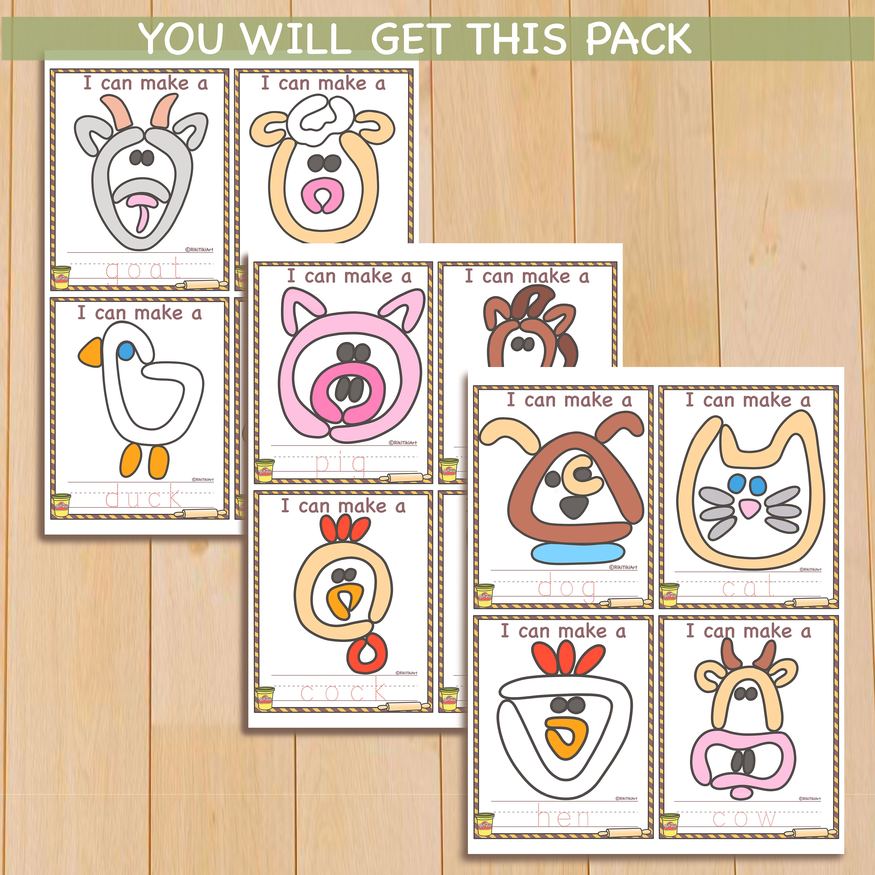 Farm Animals Play Doh Mats Visual Cards Printable Play Dough - Etsy UK