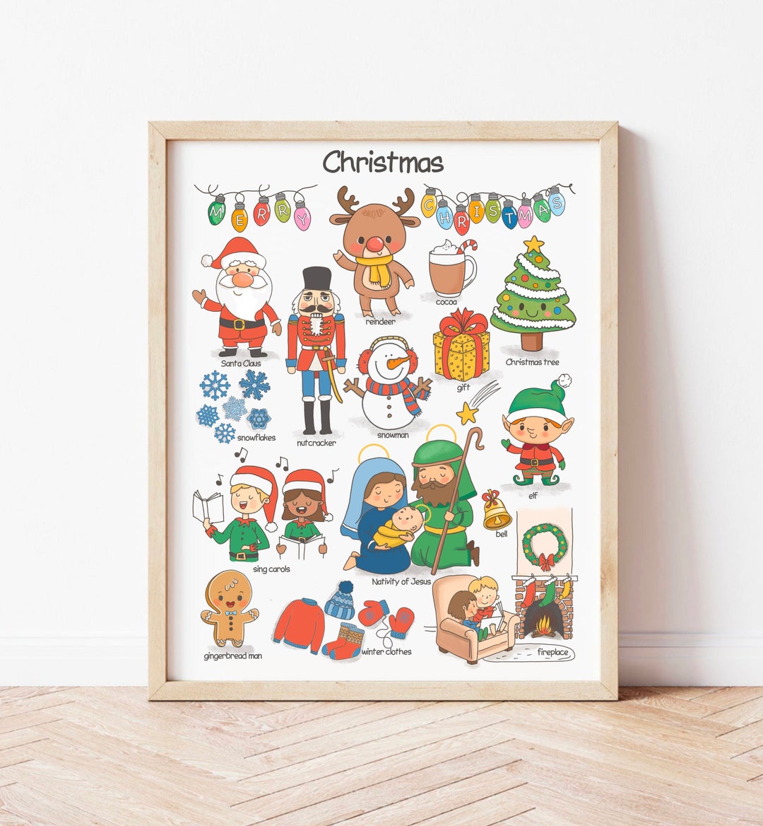 Christmas Poster Toddler Playroom Wall Decor Classroom Winter Wall Art ...