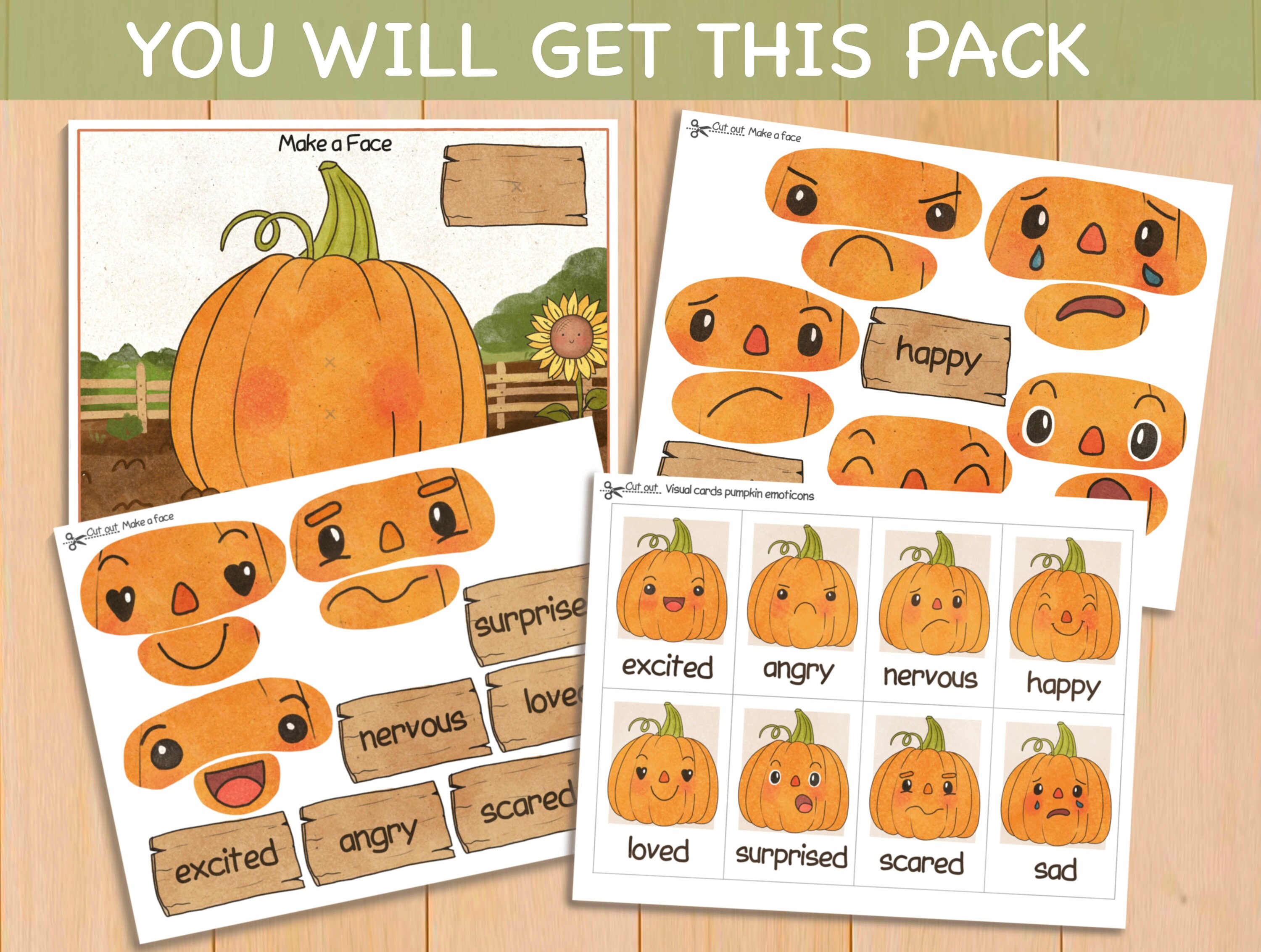 Pumpkin Emotions Activity Behavior Chart for Kids Printable Montessori ...