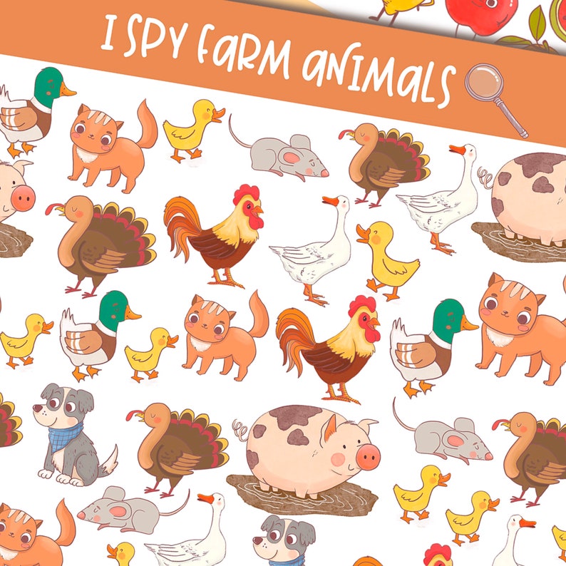 Farm I Spy Game Printable Quiet Time Activity for Kids Toddler - Etsy