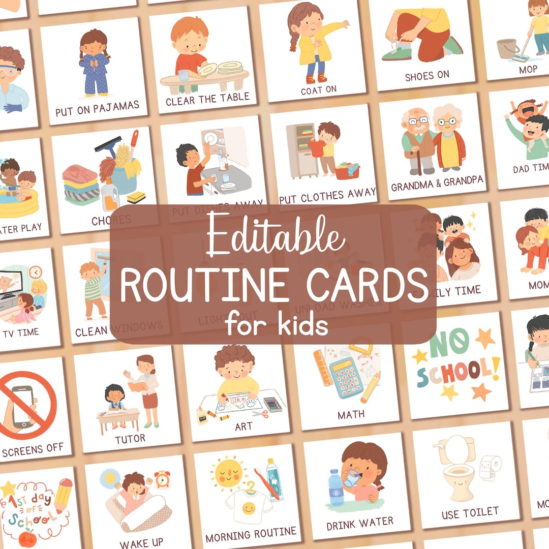 Editable Routine Cards for Kids Daily Rhythm Visual Schedule Printable ...